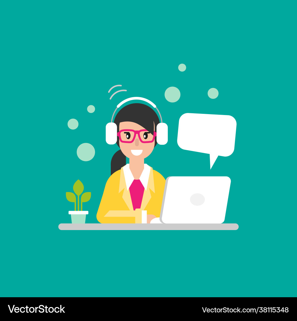 Cute smiling teacher or tutor with laptop Vector Image
