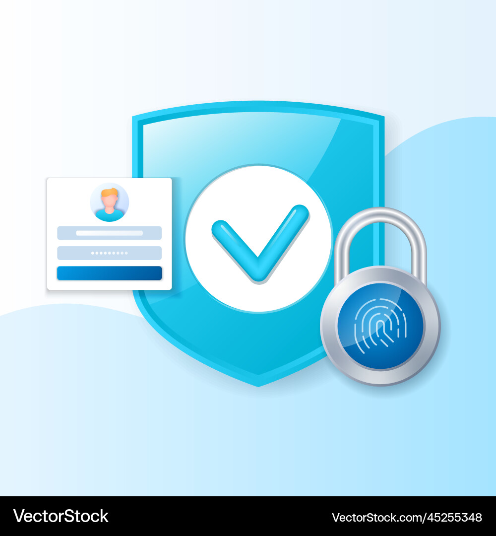 Fingerprint password banner in 3d style Royalty Free Vector