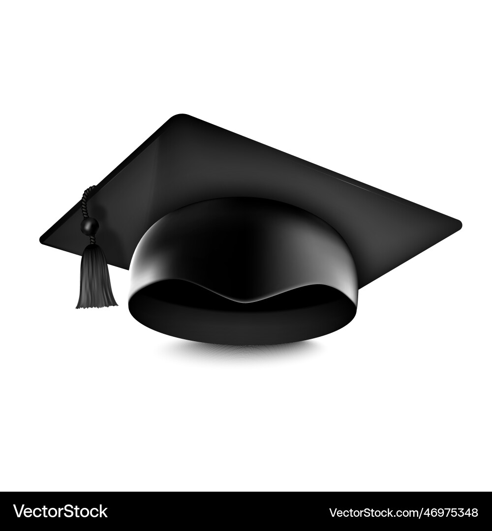 Graduation university or college black cap 3d Vector Image