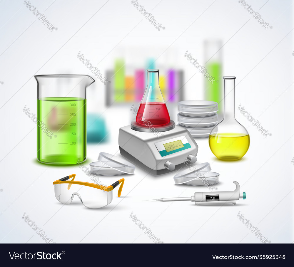 Laboratory stuff composition Royalty Free Vector Image