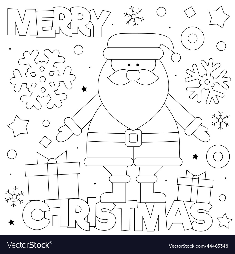 Merry christmas coloring page black and white Vector Image