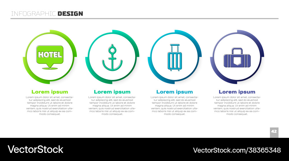 Set location hotel anchor suitcase and suitcase Vector Image