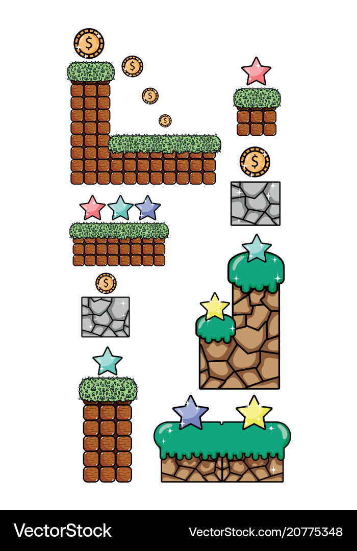 Set of retro videogames items Royalty Free Vector Image