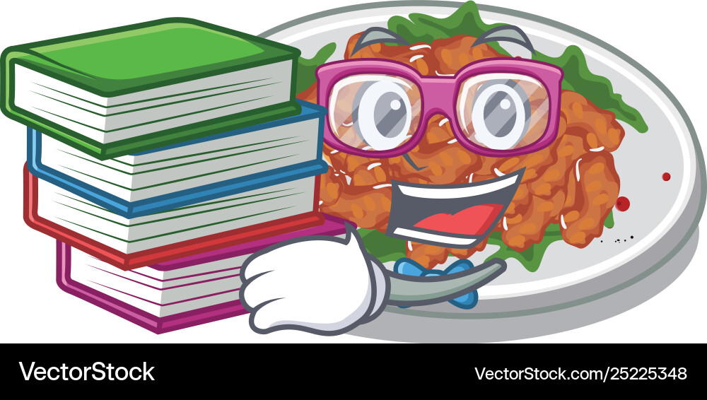 Student with book sesame chicken in character Vector Image