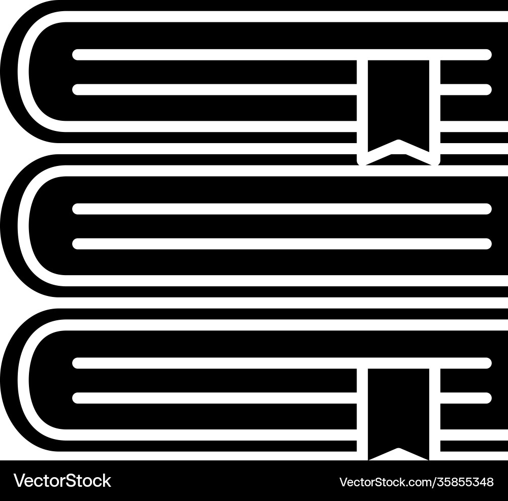 Three books with ribbons silhouette style icon Vector Image