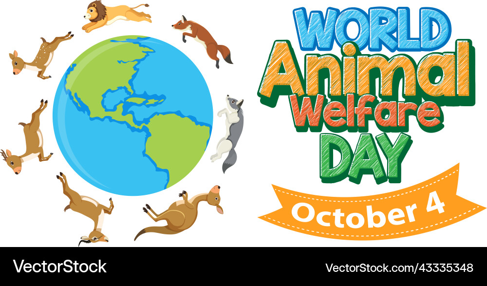 World animal welfare day october 4 Royalty Free Vector Image