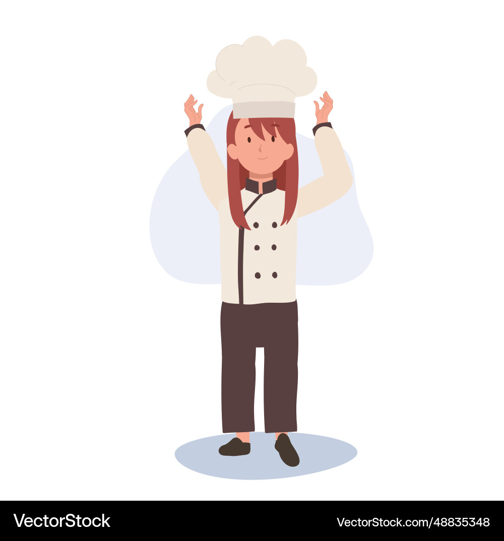 Young kid chef in chef hat cute little chef with Vector Image