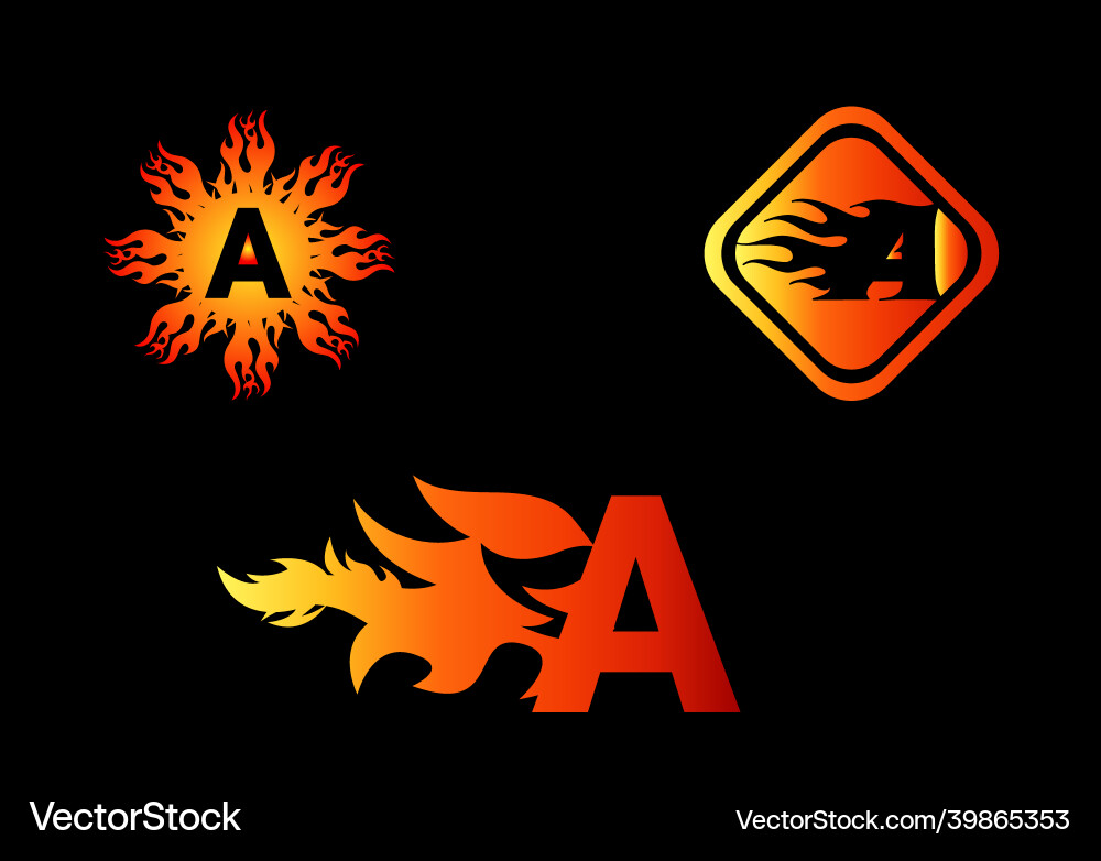 Fire a letter logo and icon design template Vector Image