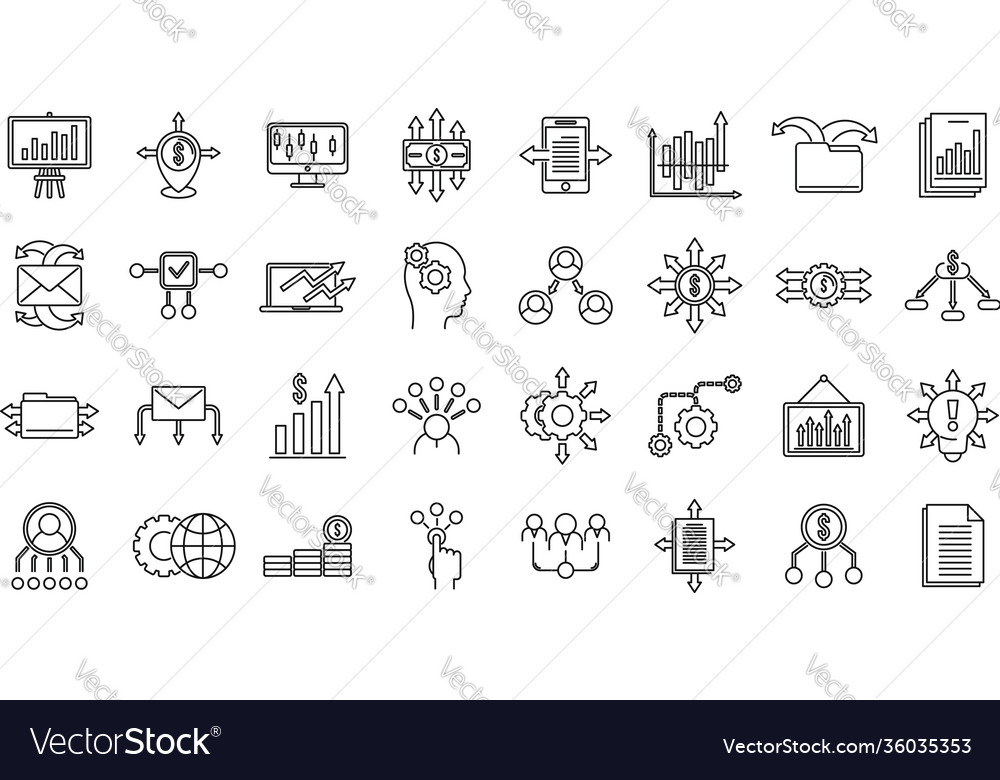 Restructuring refer icons set outline style Vector Image