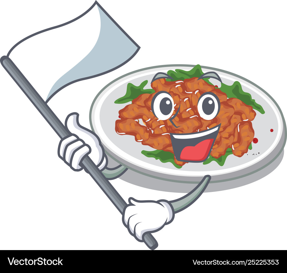 With flag sesame chicken in character shape Vector Image