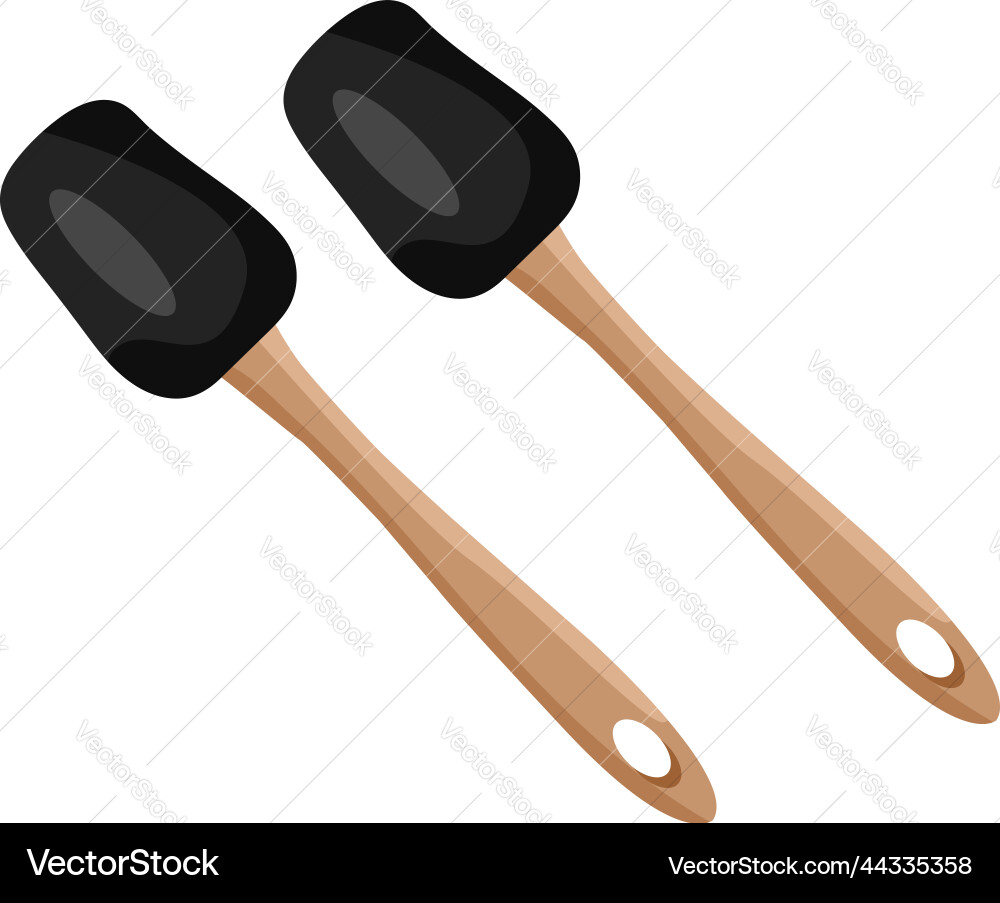 Black cooking spatulas on a white background Vector Image