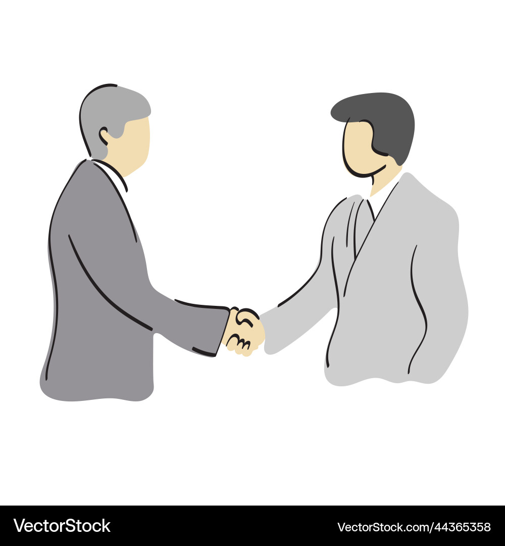Business people shaking hands hand drawn Vector Image