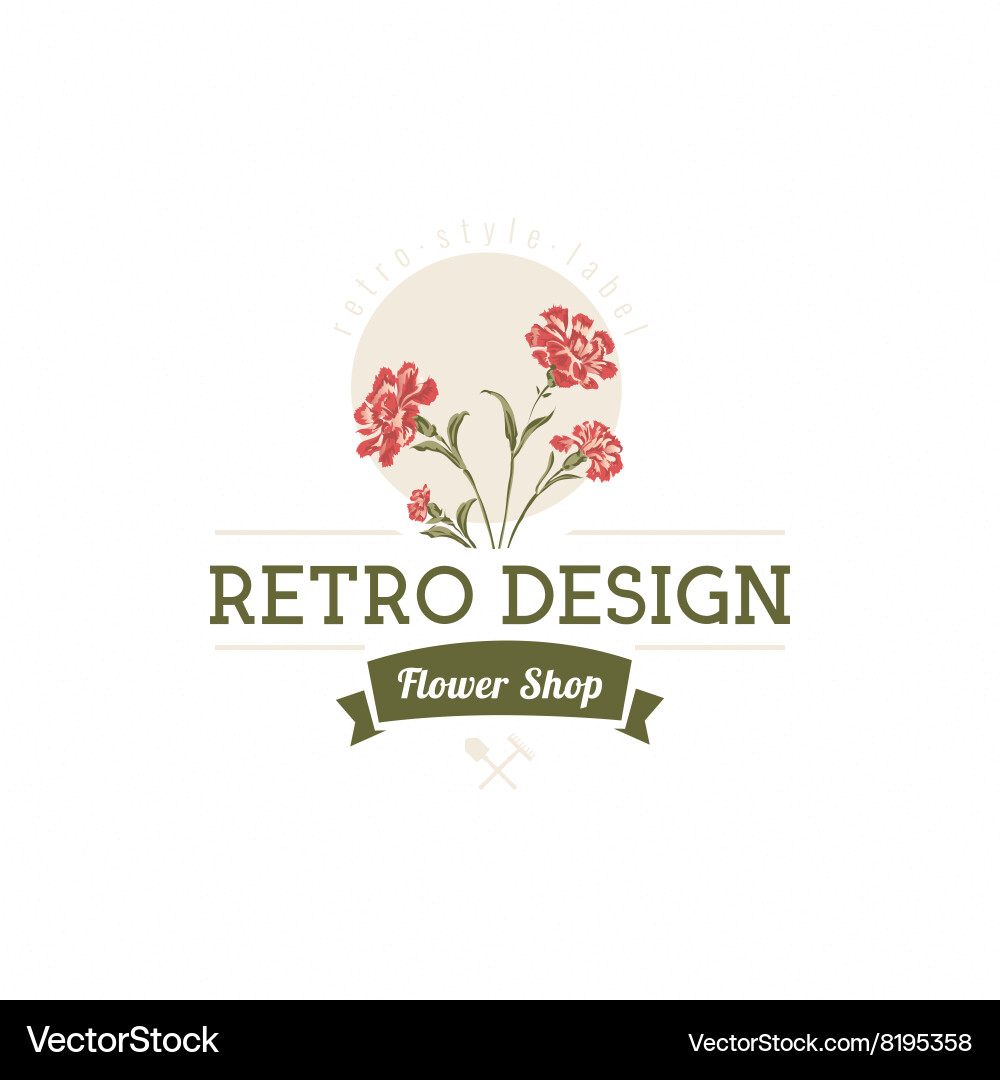 Carnation flowers logotype label badge Royalty Free Vector