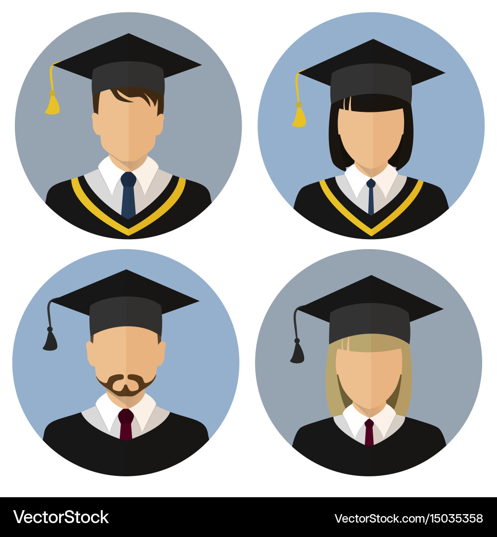 Icons set student avatar a man Royalty Free Vector Image