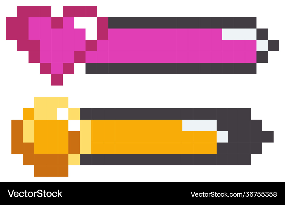 Life bar and coin bar elements pixel art Vector Image