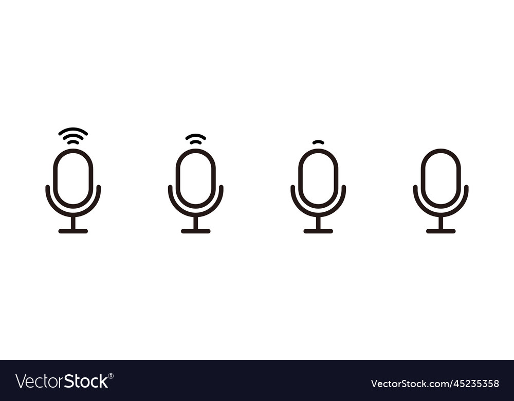 Microphone icon set with different sound wave Vector Image