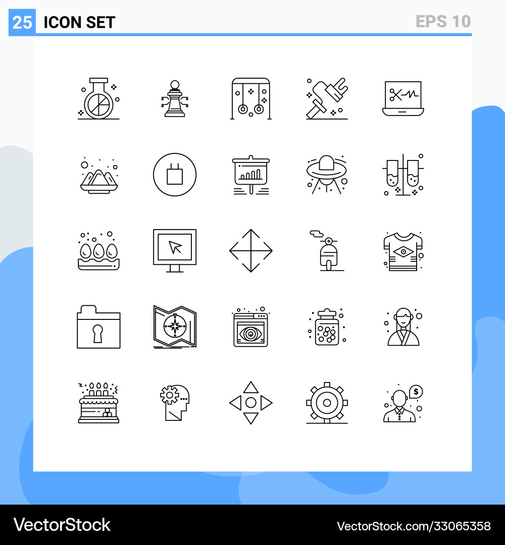 Modern set 25 lines and symbols such as tool Vector Image