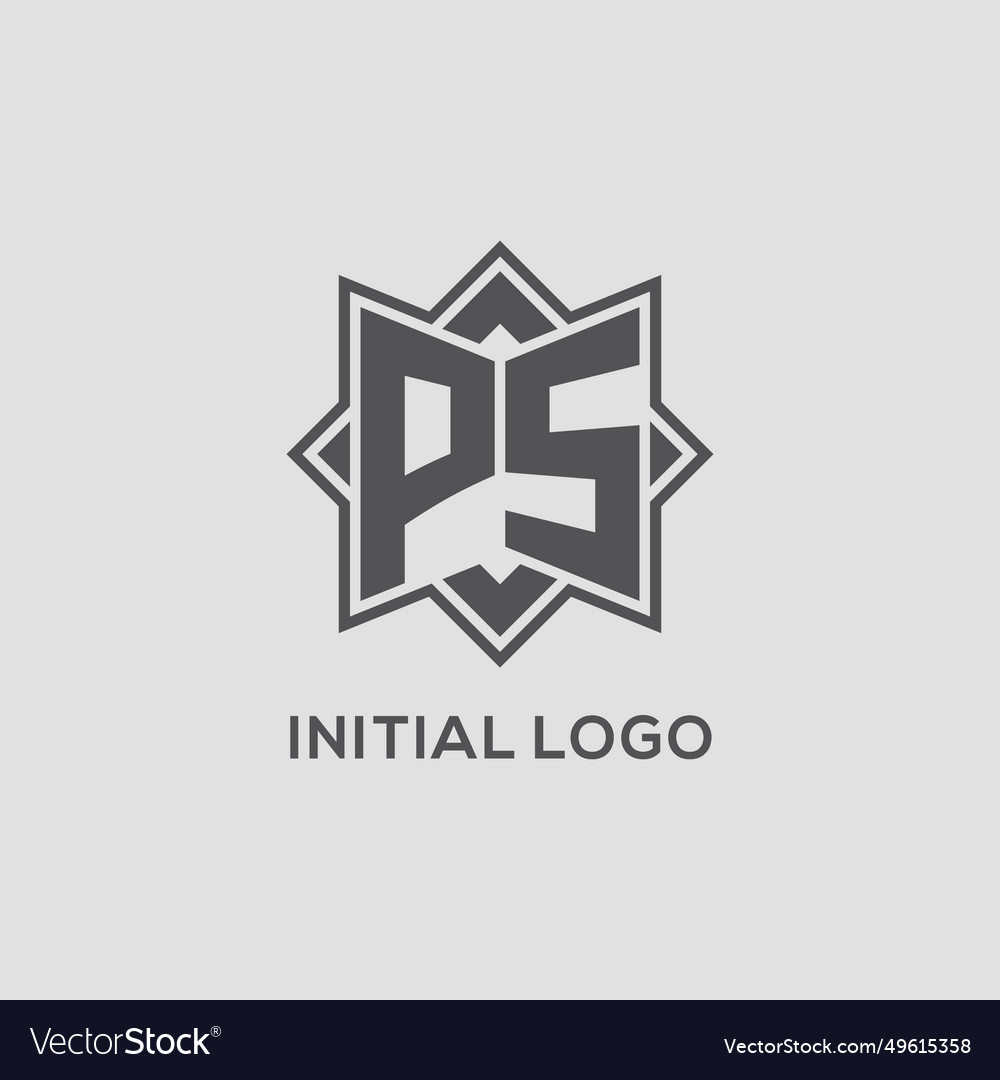 Monogram ps logo with eight point star style Vector Image