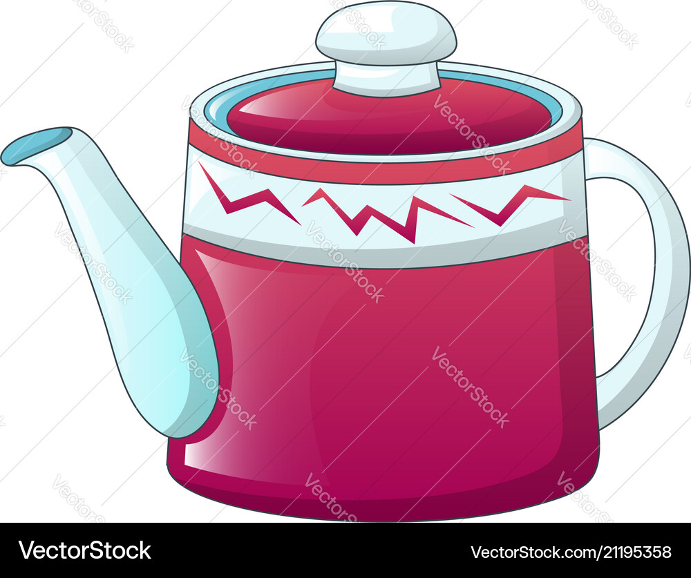 Red tea pot icon cartoon style Royalty Free Vector Image