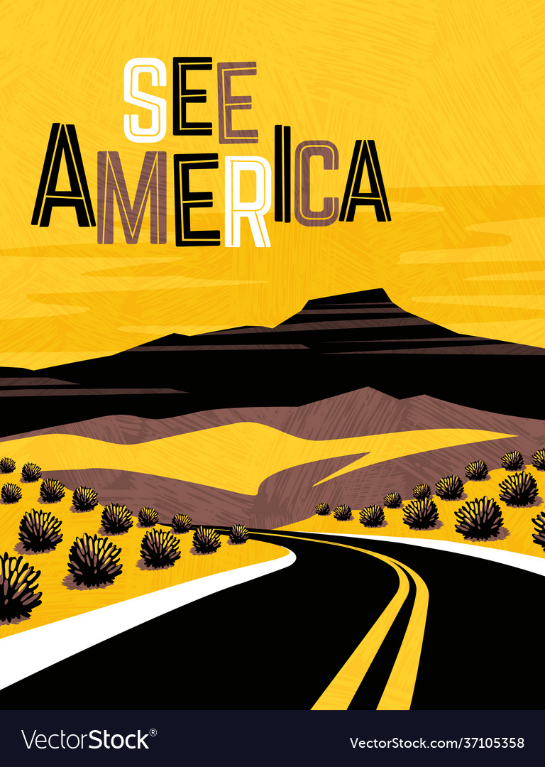 Retro travel poster design southwest usa Vector Image