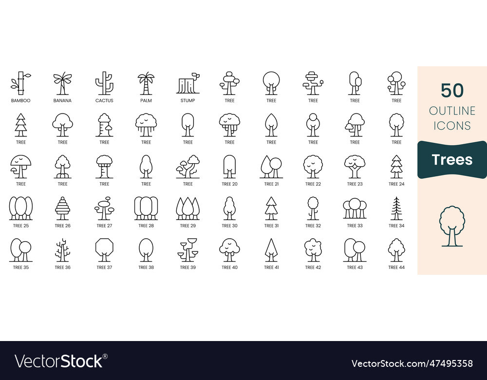 Set of trees icons thin linear style icons pack Vector Image