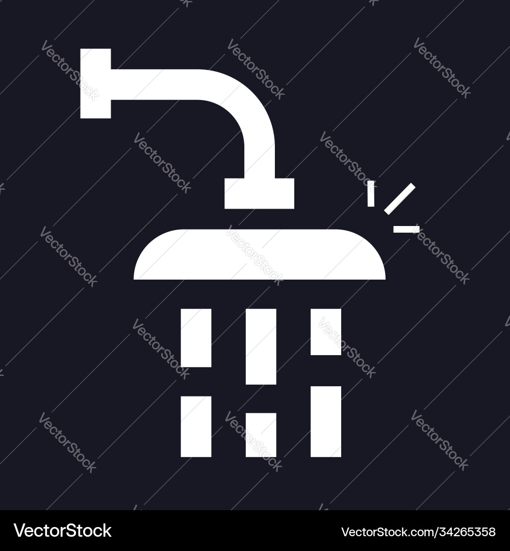 Shower icon isolated white on dark black Vector Image