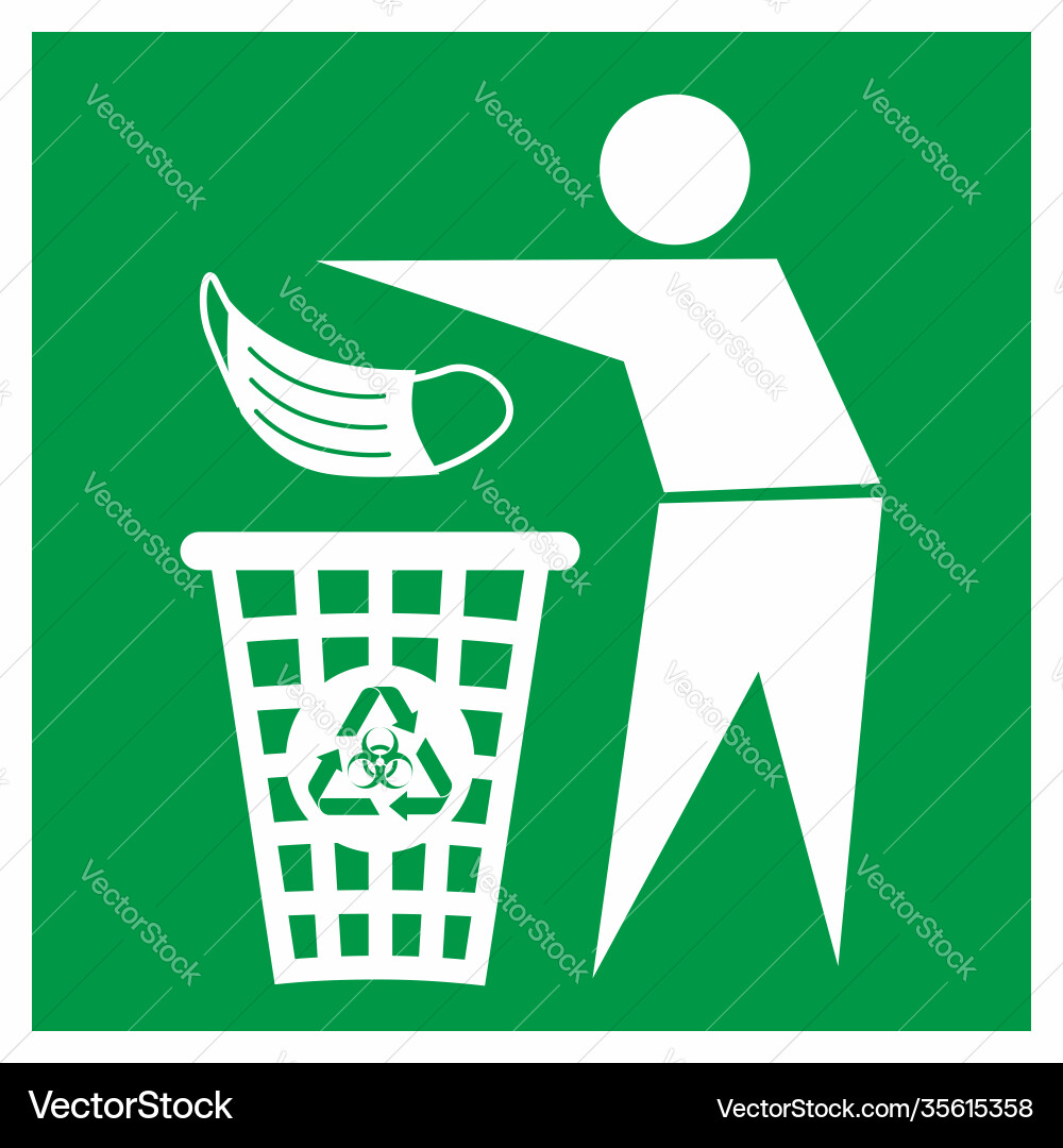 Warning sign icon info disposing bin for used Vector Image