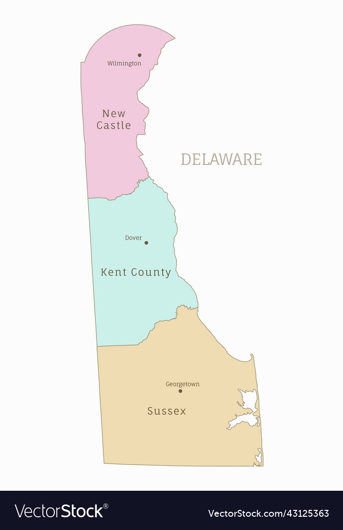 Administrative color map of delaware american Vector Image