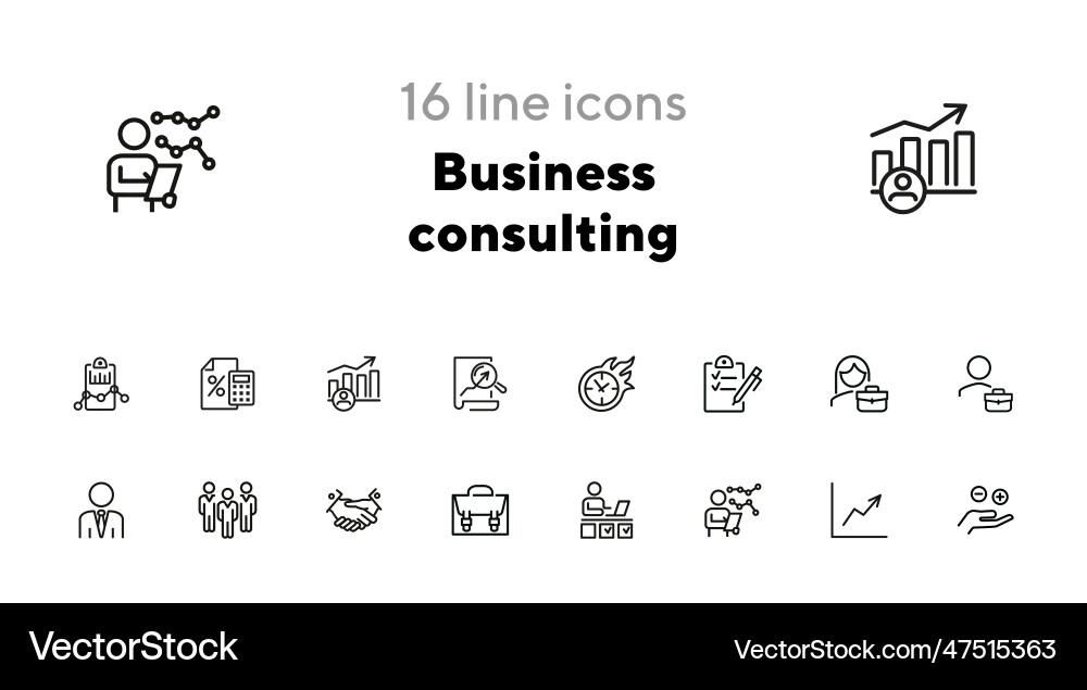 Business consulting line icon set Royalty Free Vector Image
