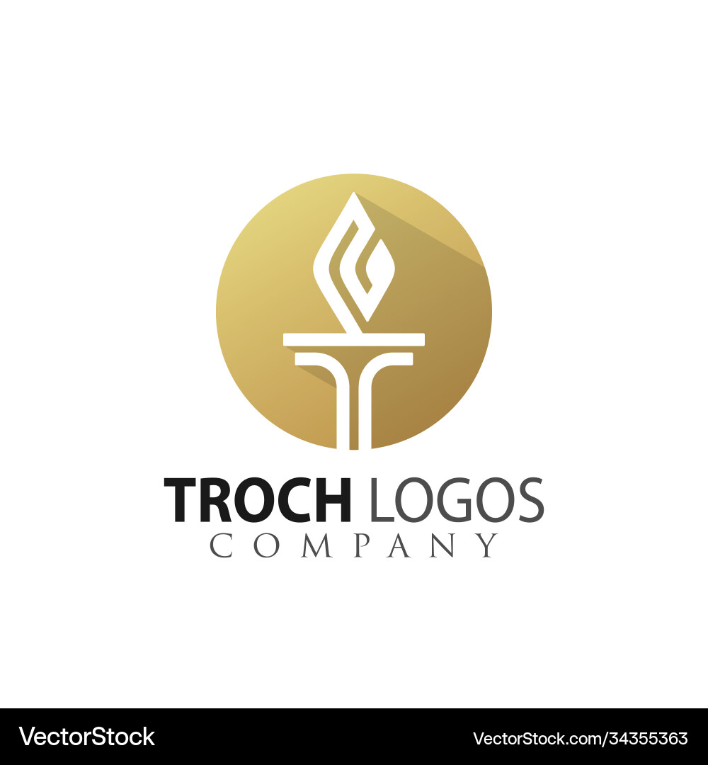 Circle burning torch fire flame with pillar Vector Image