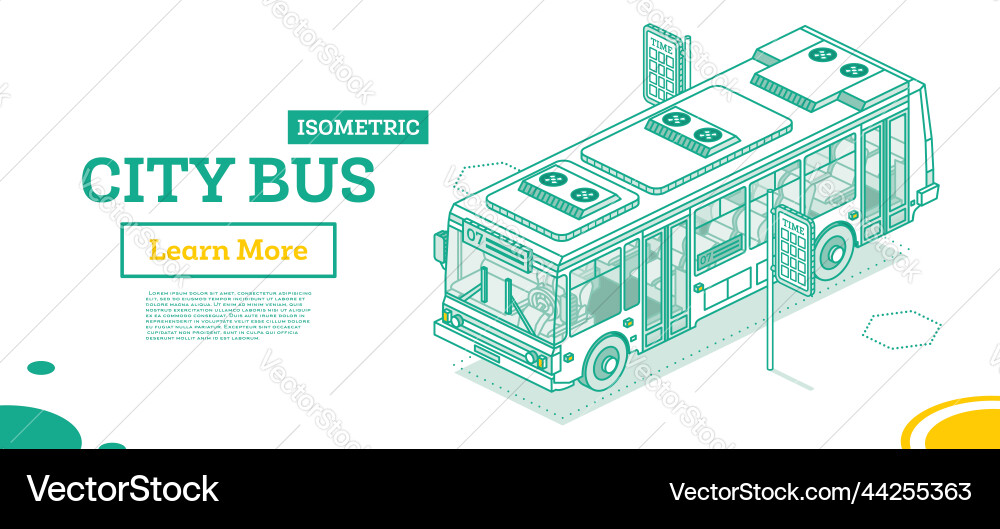 City bus isometric outline concept Royalty Free Vector Image