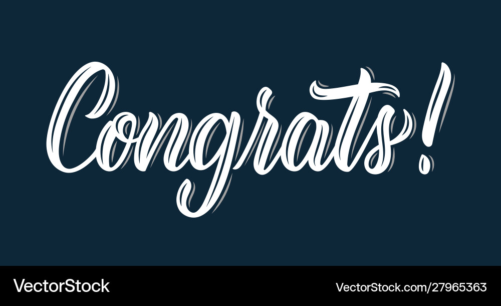 Congrats modern calligraphy inscription in white Vector Image