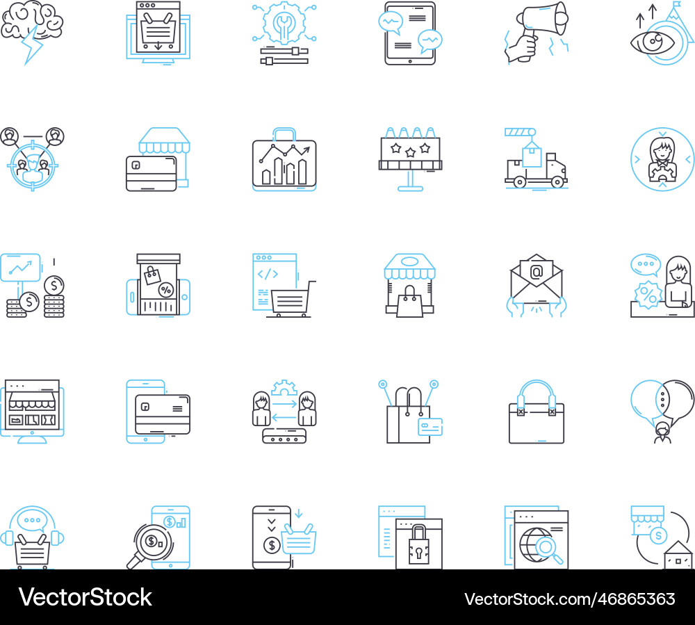 E-commerce sales linear icons set marketing Vector Image