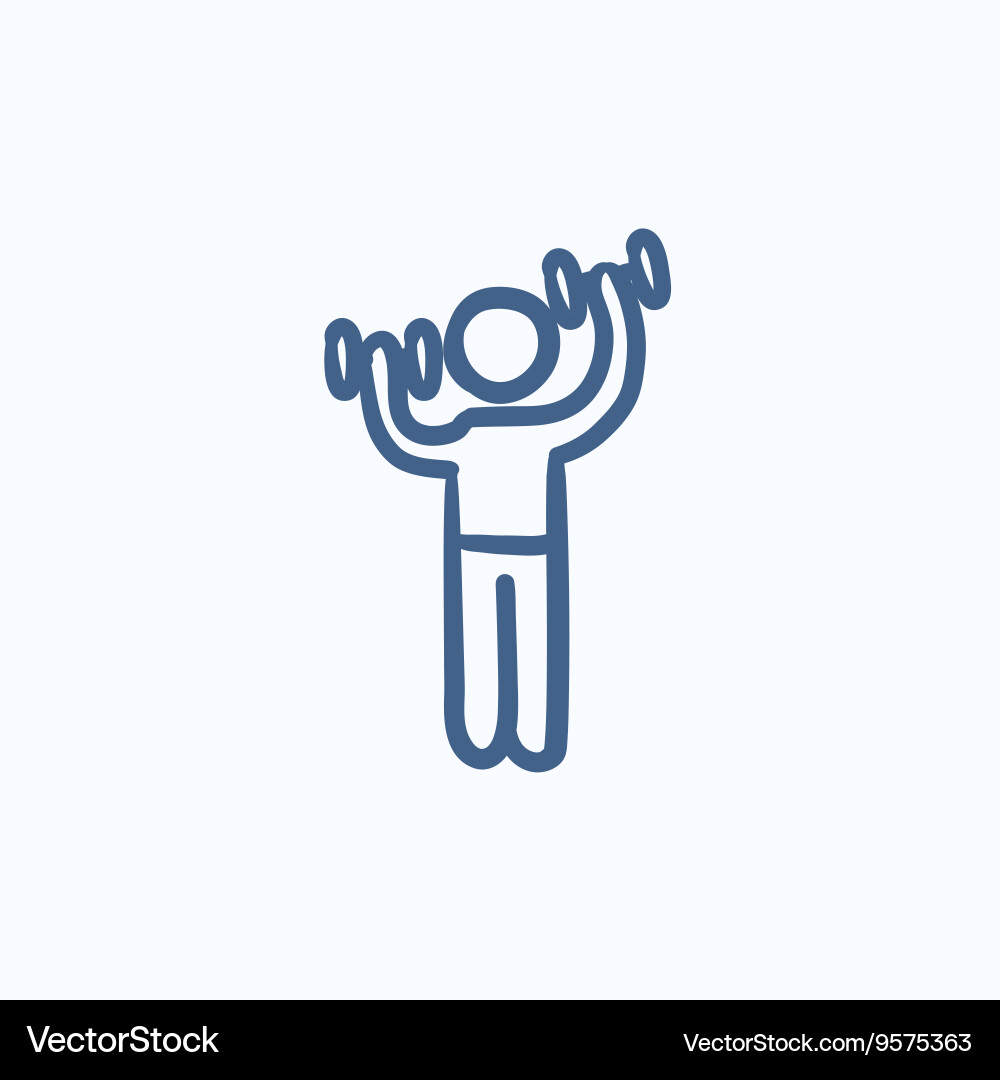 Man exercising with dumbbells sketch icon Vector Image