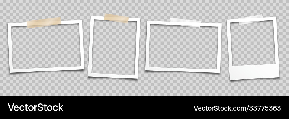 Realistic empty photo card frame film set retro Vector Image