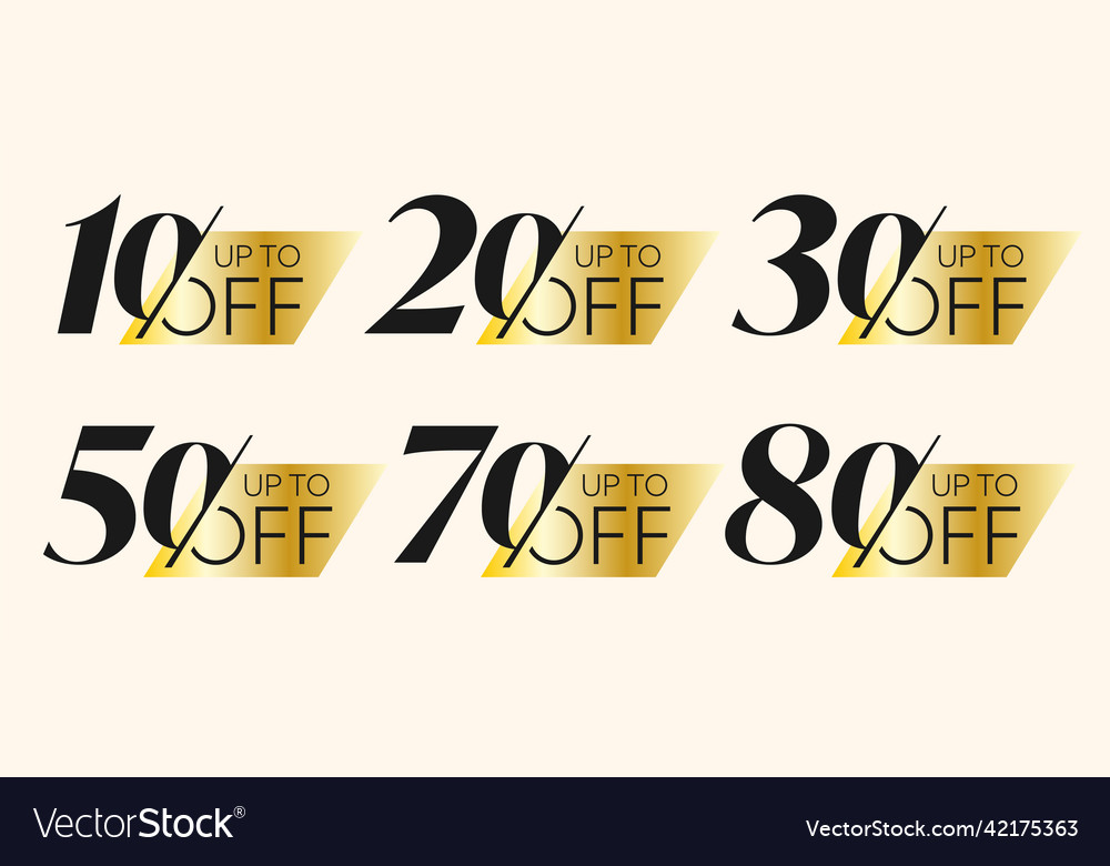 Up to 10 20 30 50 70 80 percent off luxury Vector Image
