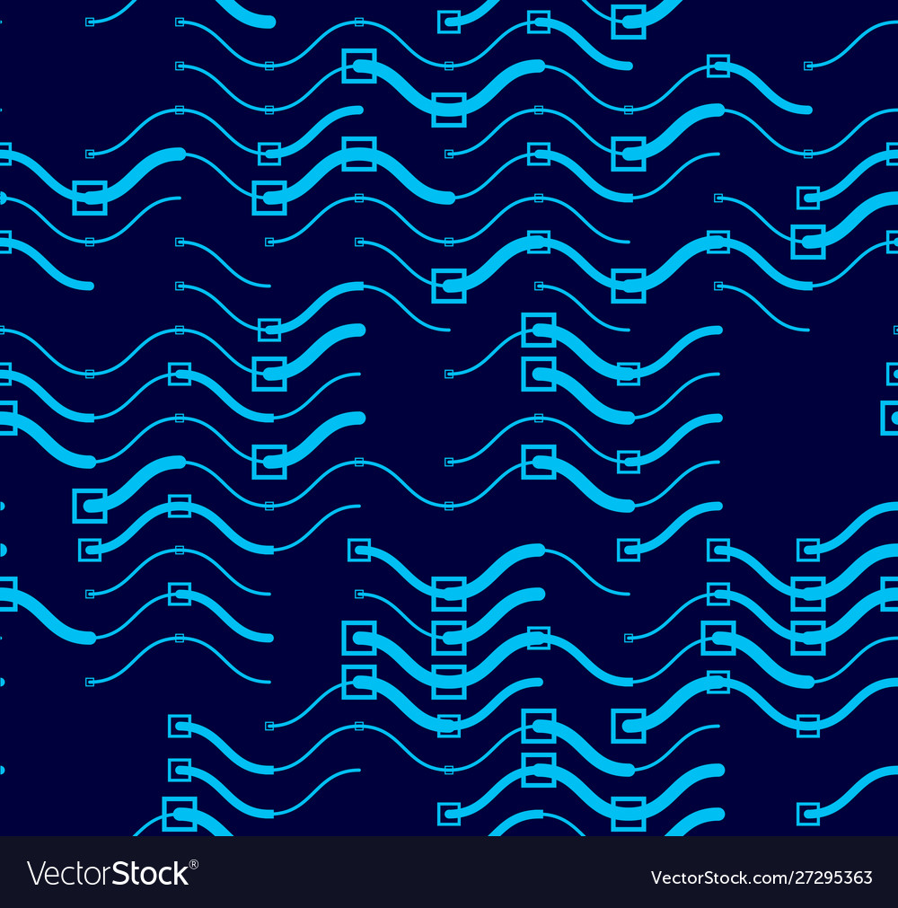 Wavy technical lines seamless pattern abstract Vector Image