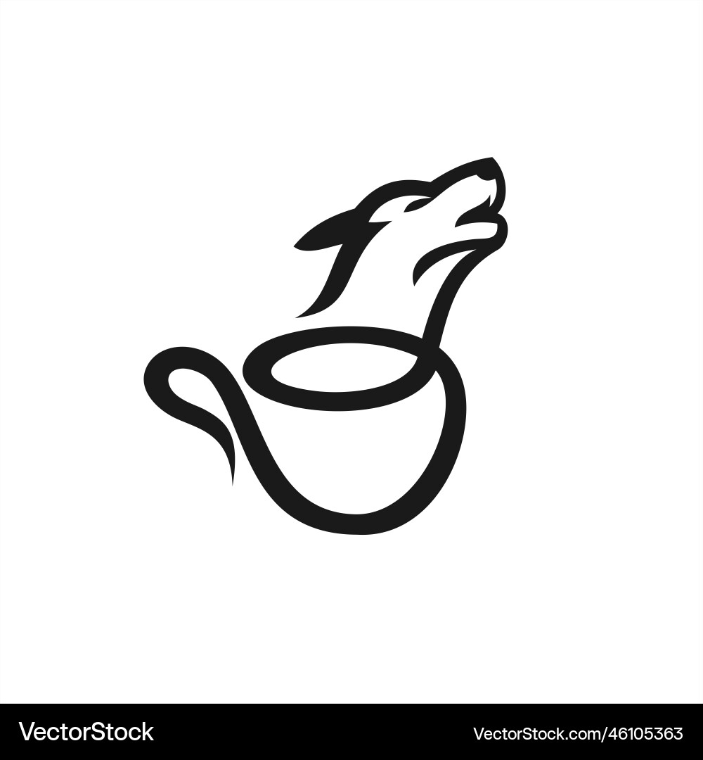 Wolf of coffee logo line art Royalty Free Vector Image