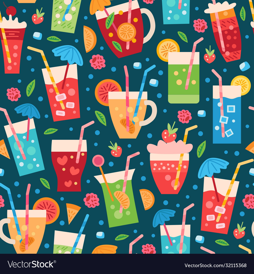 A seamless drinks pattern summer backdrop Vector Image