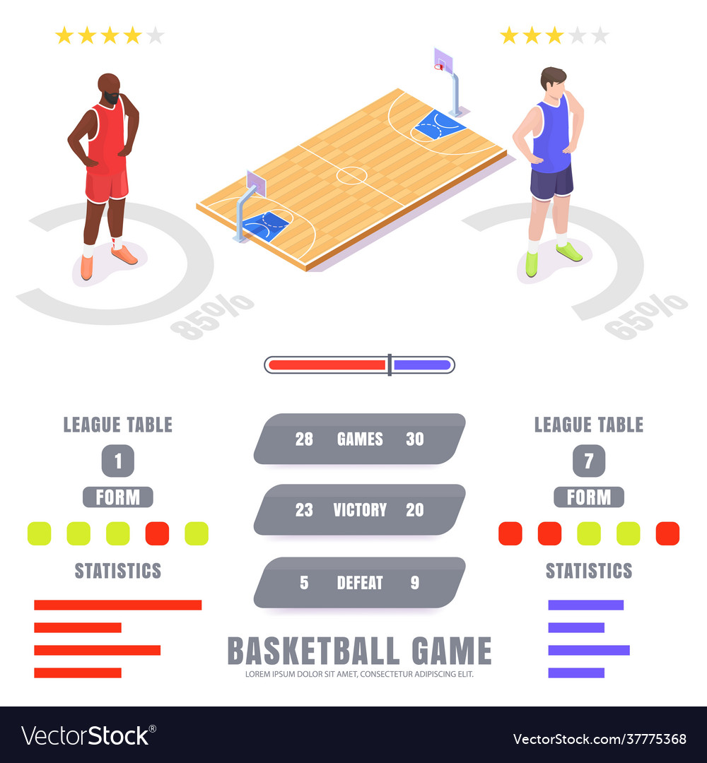 Basketball game statistics ratings Royalty Free Vector Image