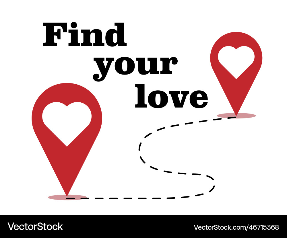 Card design with heart shaped location pin Vector Image