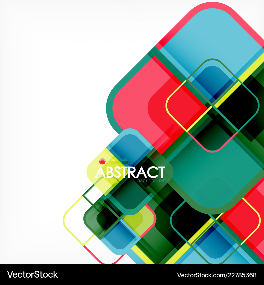 Colorful round squares modern geometric background