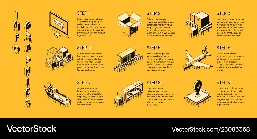 Delivery company isometric infographics Royalty Free Vector