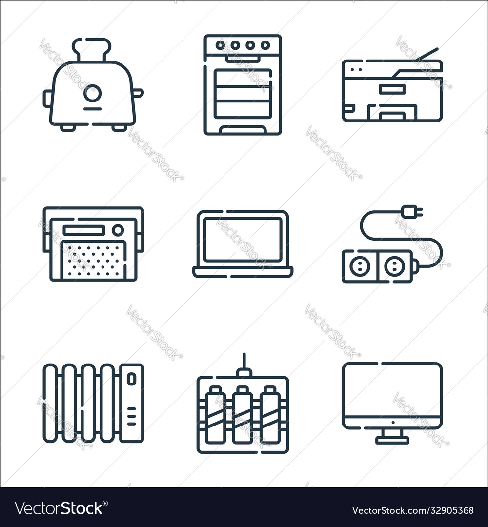 Electronics line icons linear set quality line Vector Image