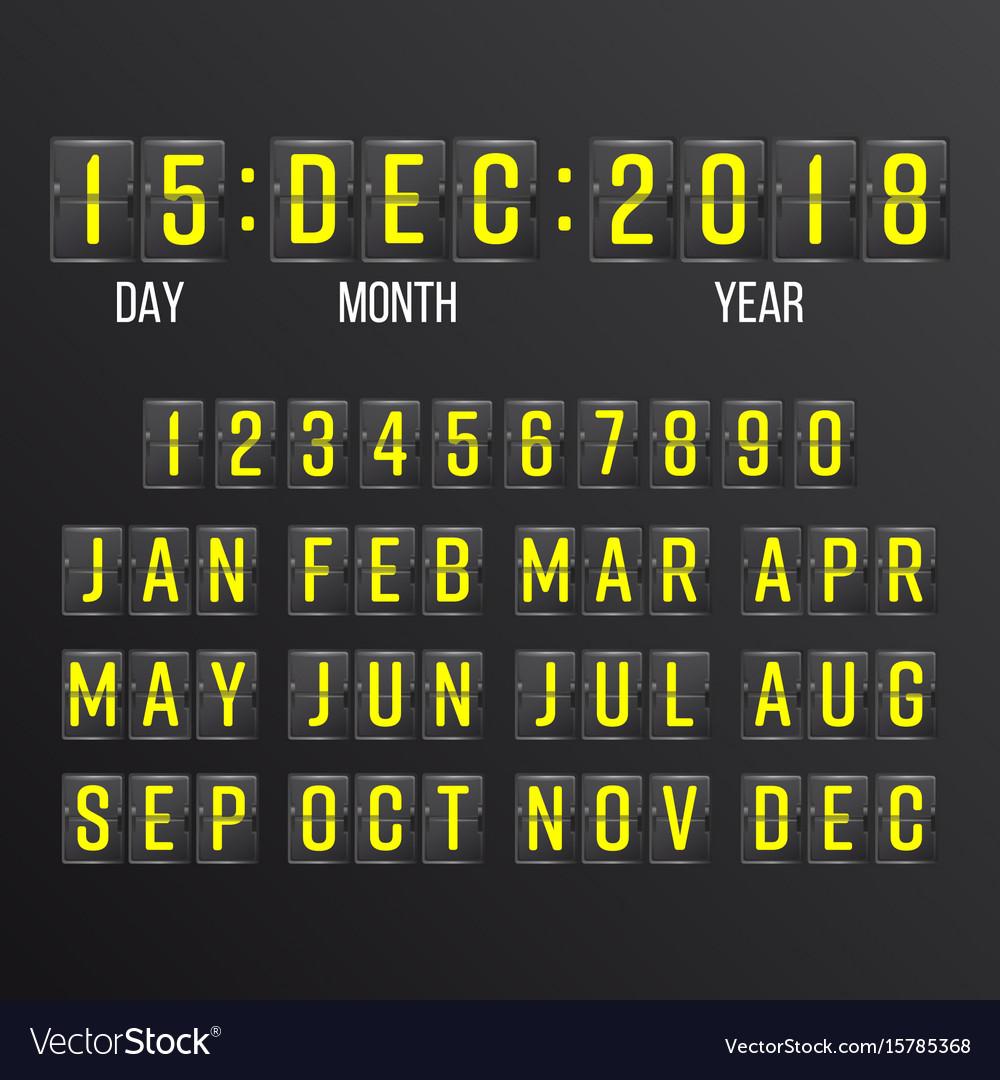 Flip countdown timer black scoreboard Royalty Free Vector