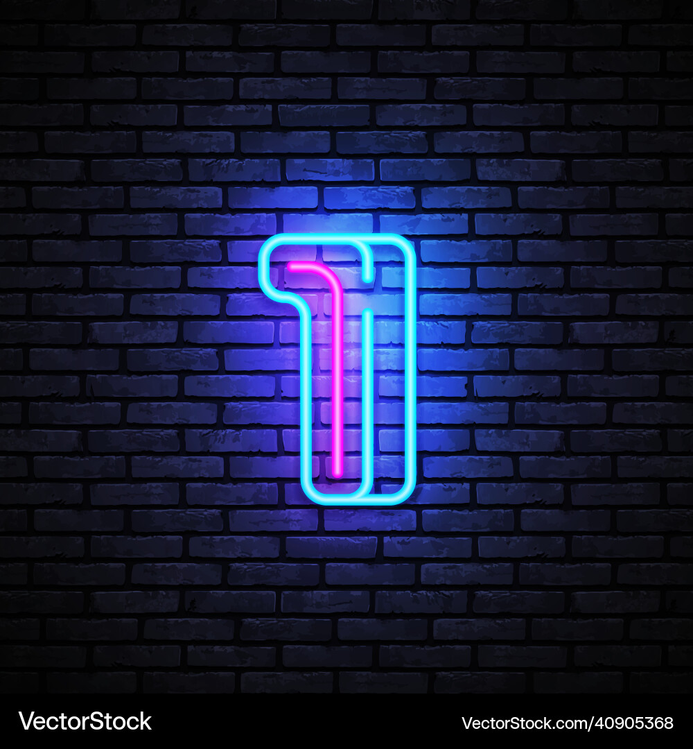 Number one symbol neon sign first Royalty Free Vector Image