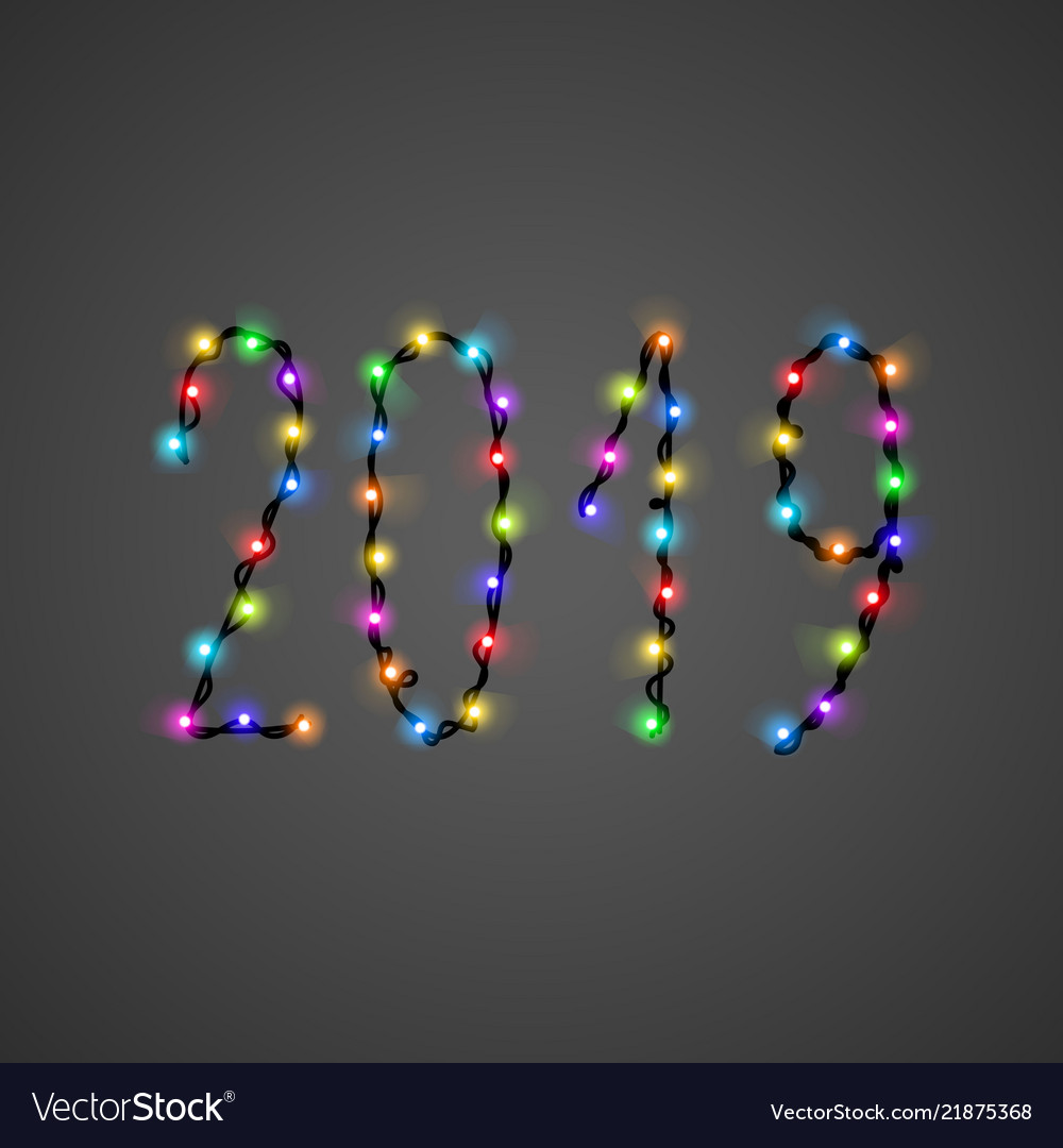 Number set from christmas lights Royalty Free Vector Image