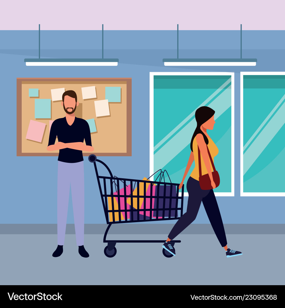 People shopping cartoon Royalty Free Vector Image