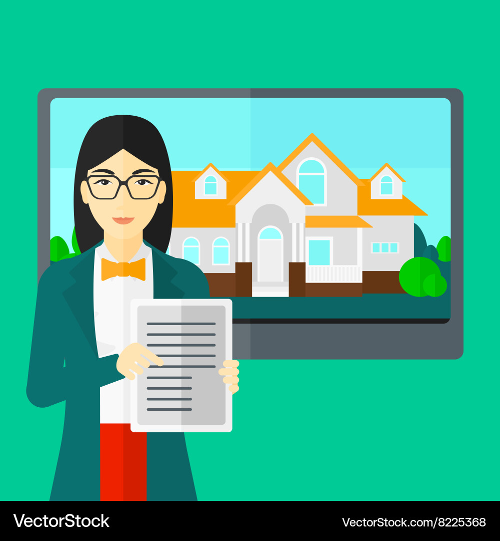 Real estate agent offering house Royalty Free Vector Image