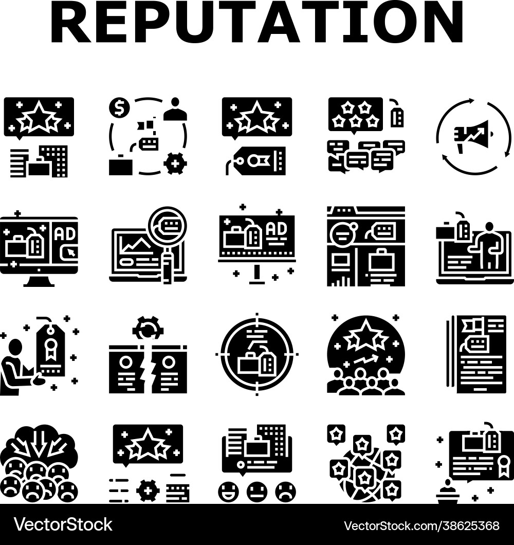 Reputation management collection icons set Vector Image